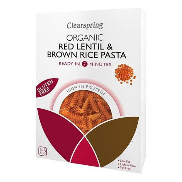 Clearspring røde linser & brun ris fusilli Ø - 250 g - Med24.no