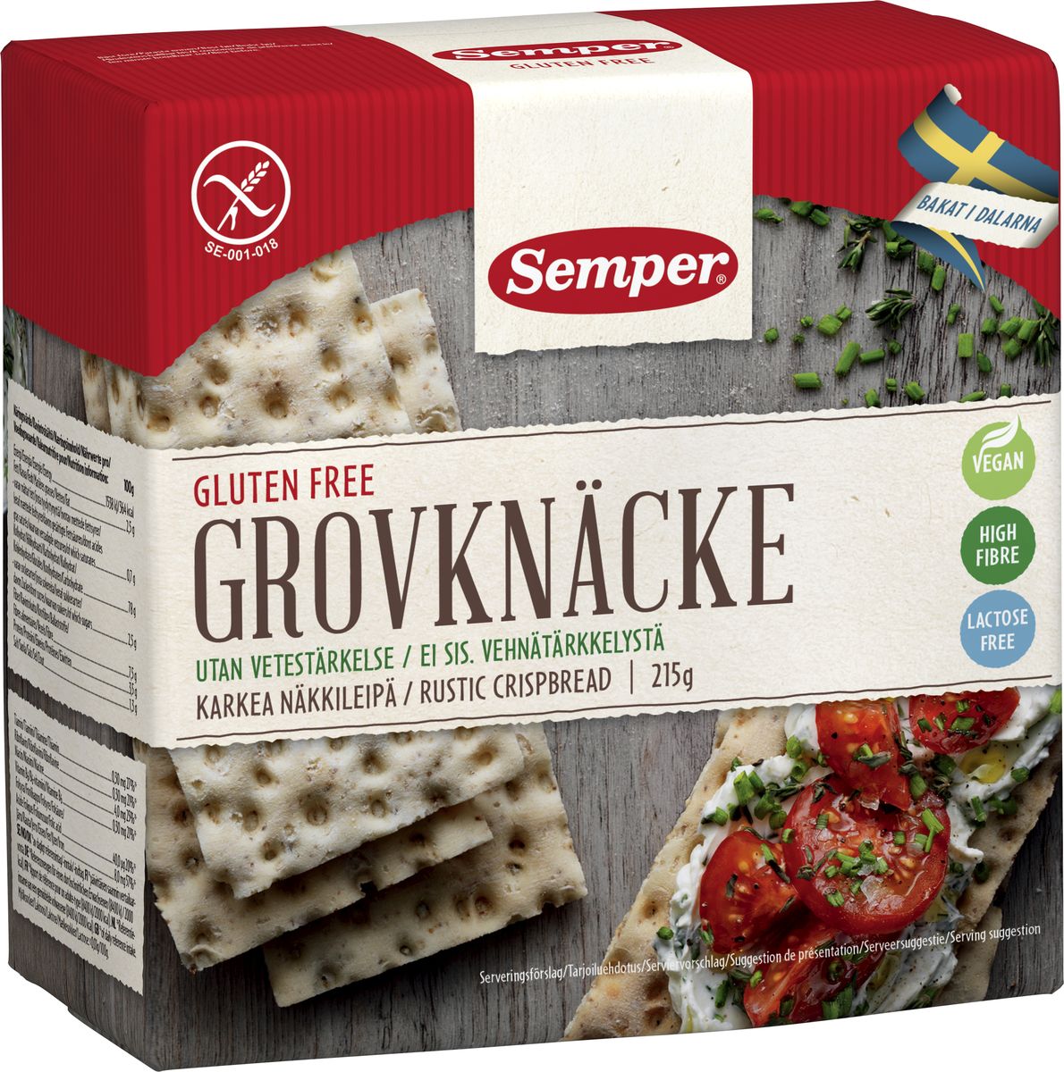 Kjøp Semper Knekkebrød grov glutenfri - 215 g hos Med24.no