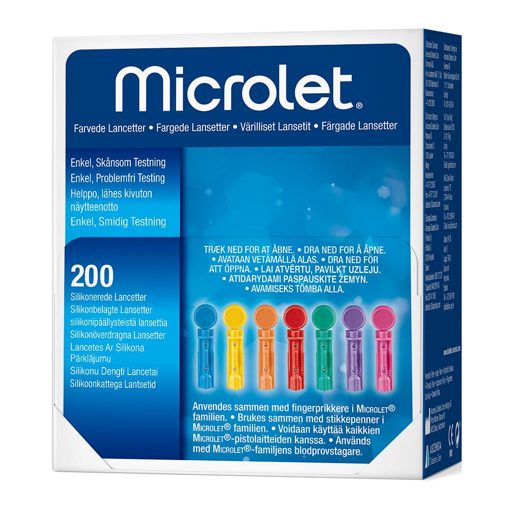 Kjøp Bayer Microlet lansetter (fargede) - 200 stk. på Med24.no