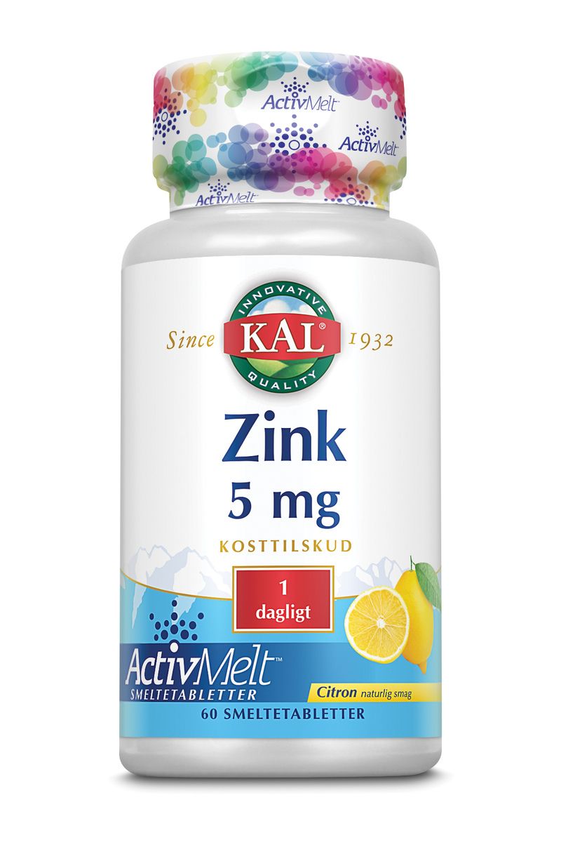 Kjøp KAL Sink 5 mg, ActivMelt - 60 tabletter billig hos Med24.no