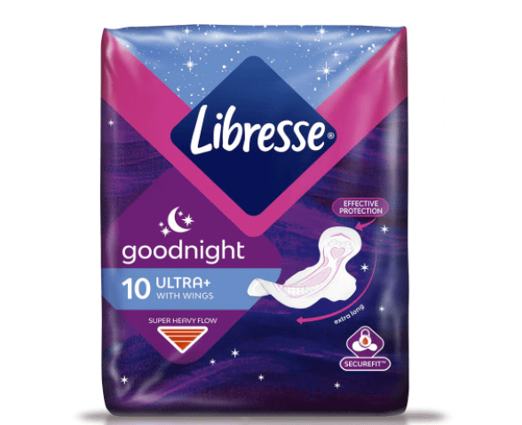 Kjøp Libresse Ultra Night Wings - 10 stk på Med24.no