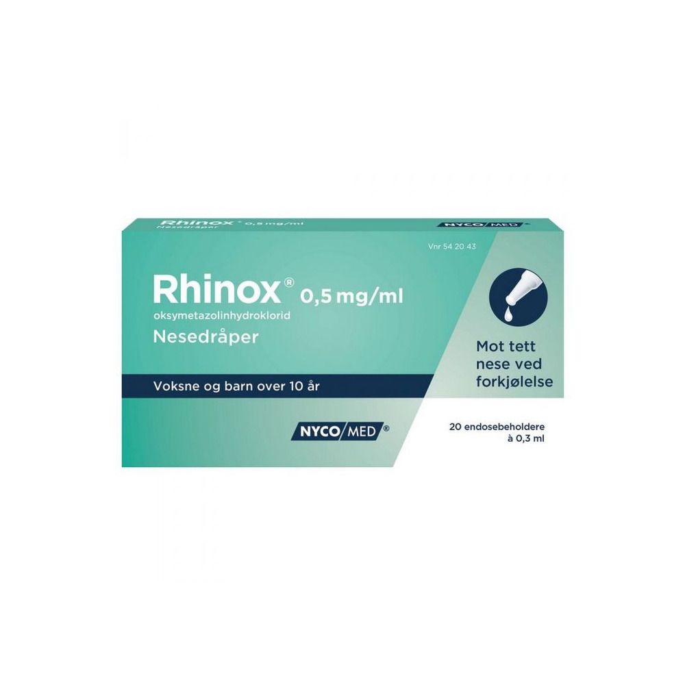 Kjøp Rhinox nesedråper 0,5mg/ml - 20 endoser hos Med24.no