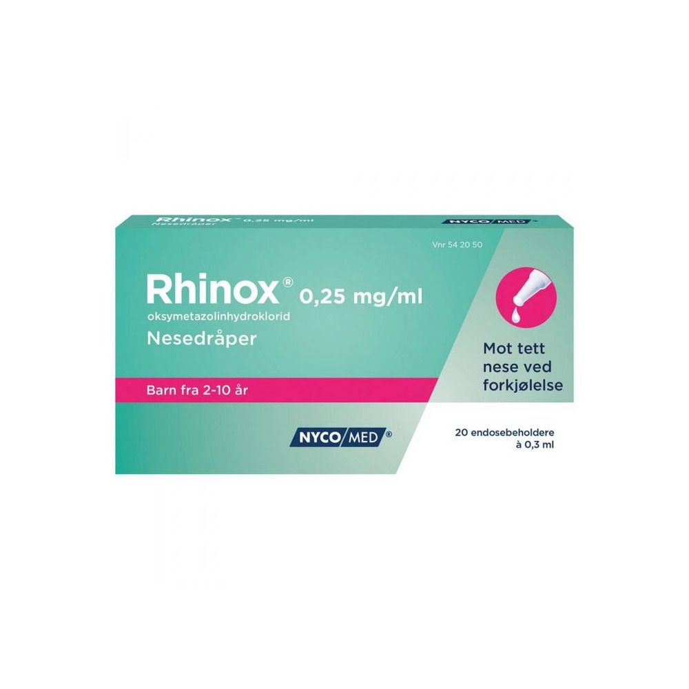 Kjøp Rhinox nesedråper 0,25mg/ml - 20 endoser hos Med24.no
