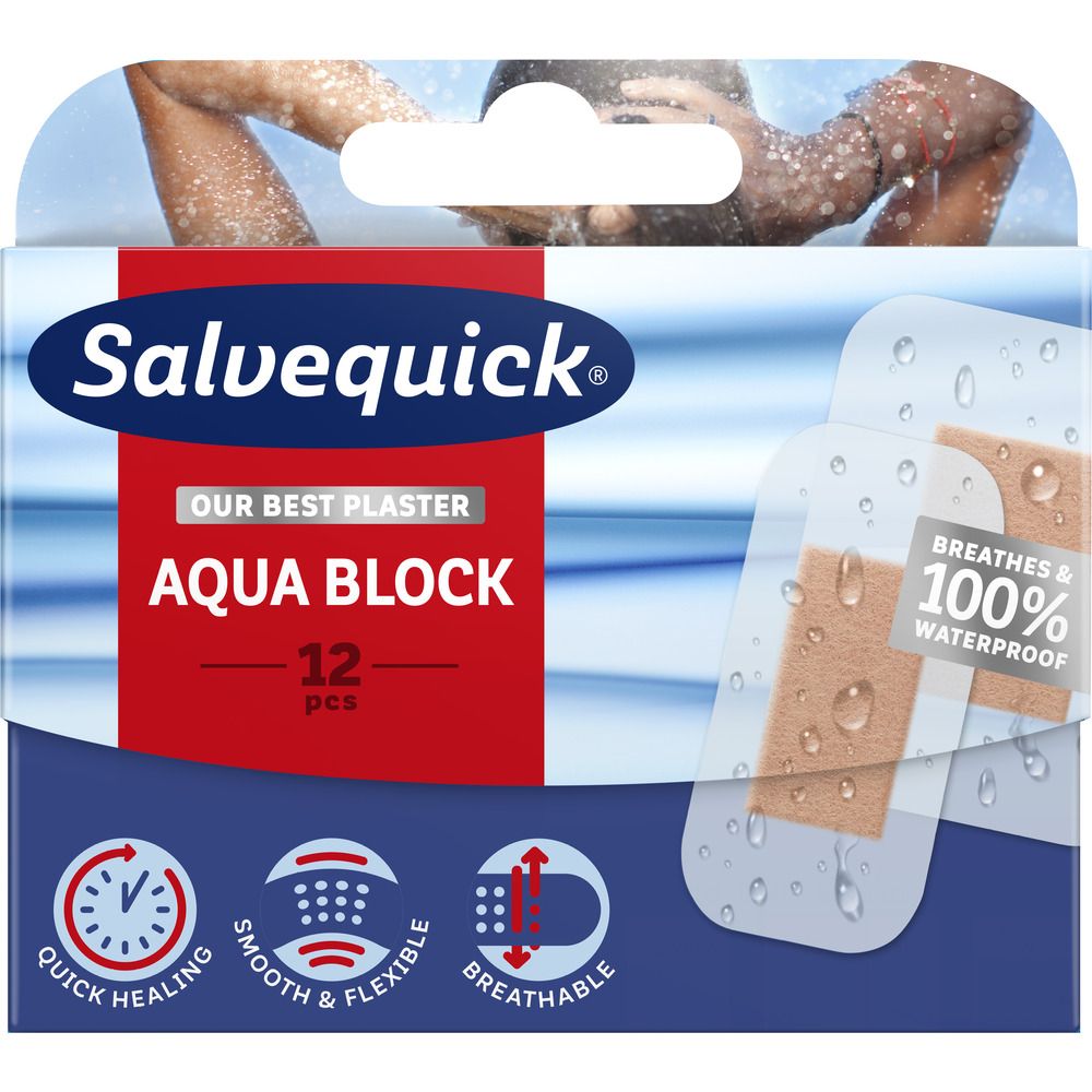 Kjøp Salvequick Aqua Block Plaster - 12 stk på Med24.no