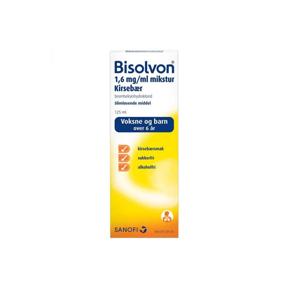 Kjøp Bisolvon mikstur 1,6mg/ml kirsebær - 125 ml hos Med24.no