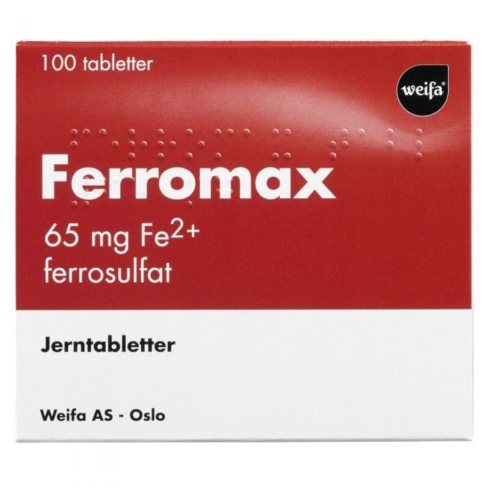 Kjøp Ferromax 65mg jerntabletter hos Med24.no