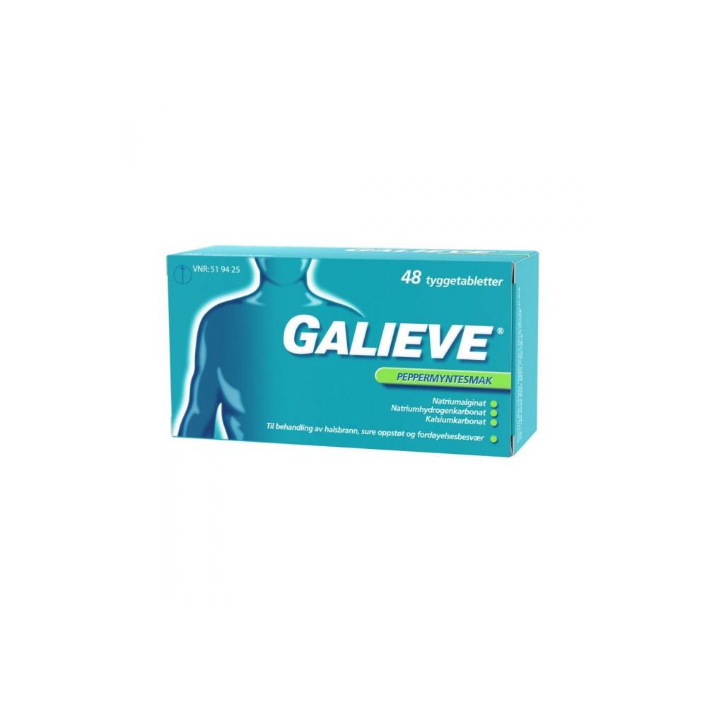 Kjøp Galieve peppermynte 48 tyggetabletter hos Med24.no