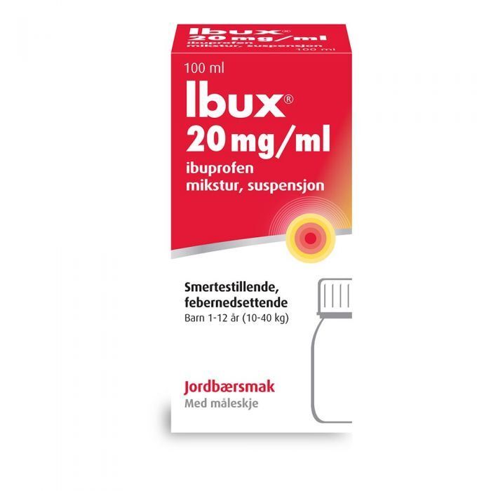 Kjøp Ibux mikstur 20mg/ml jordbær - 100 ml hos Med24.no