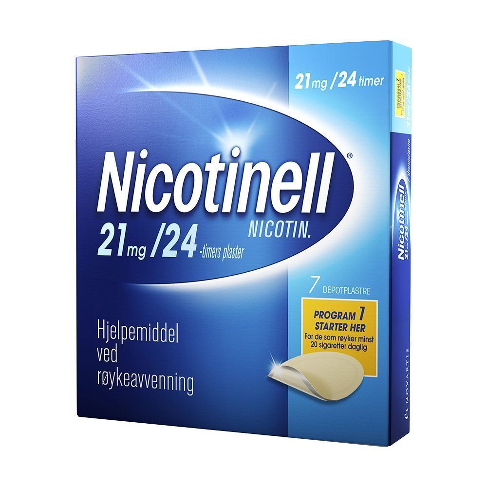 Kjøp Nicotinell depotplaster 21mg/24t - 7 stk hos Med24.no
