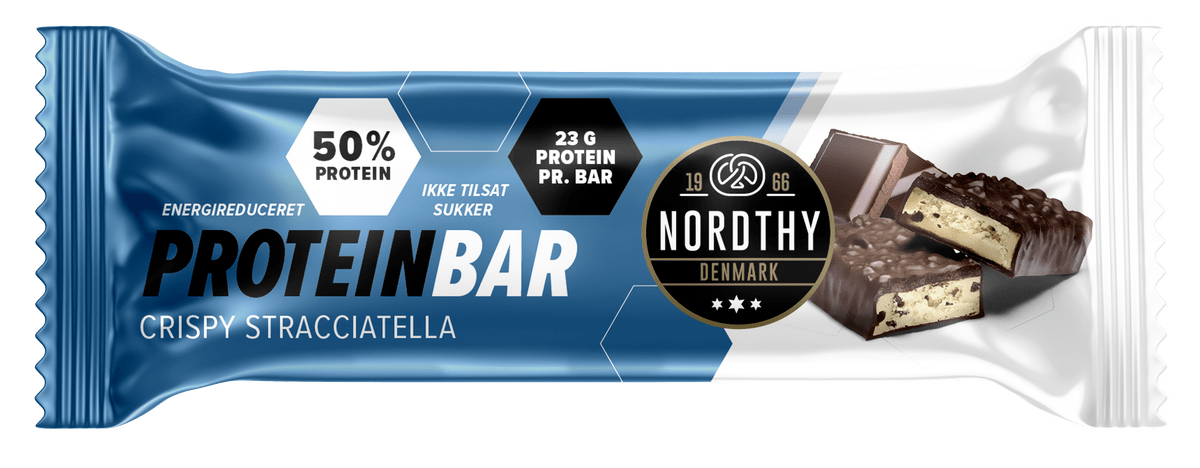Kjøp Nordthy Protein Bar Crispy Stracciatella - 45 g hos Med24.no