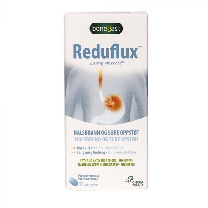 Kjøp Benegast Reduflux tyggetabletter 250mg - 20 tabl. hos Med24.no.