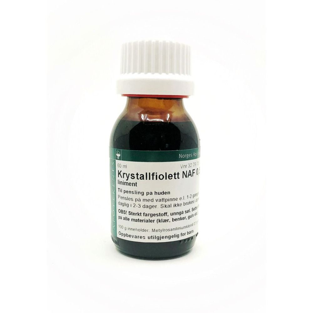 Kjøp Krystallfiolett NAF liniment 0,5% - 60 ml hos Med24.no