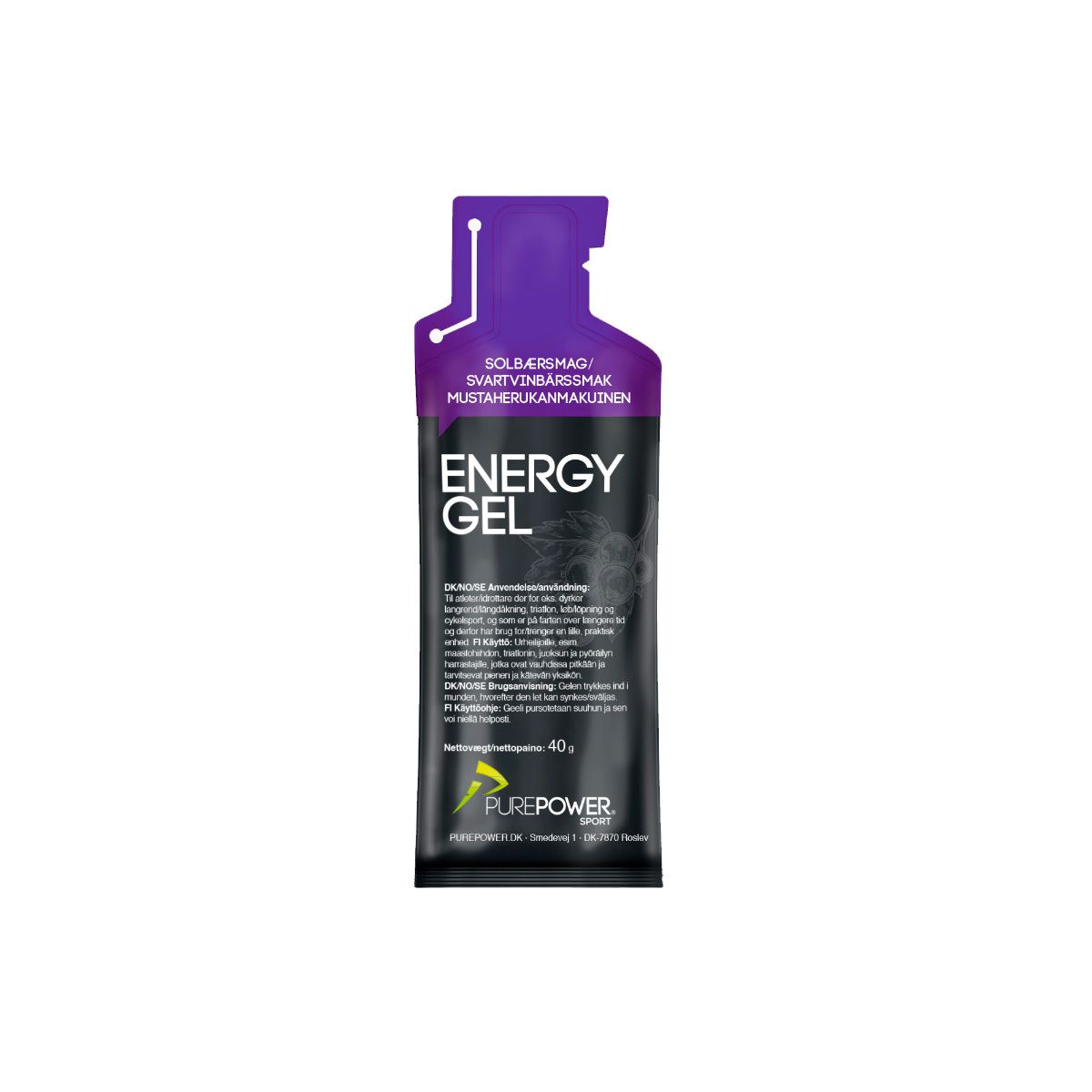 PurePower Energi Gel Solbær - 40 g - Alltid lave priser på med24.no