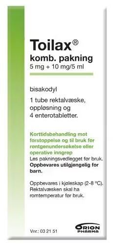 Kjøp Toilax enterotabletter 5 mg + rektalvæske 10mg/5ml hos Med24.no