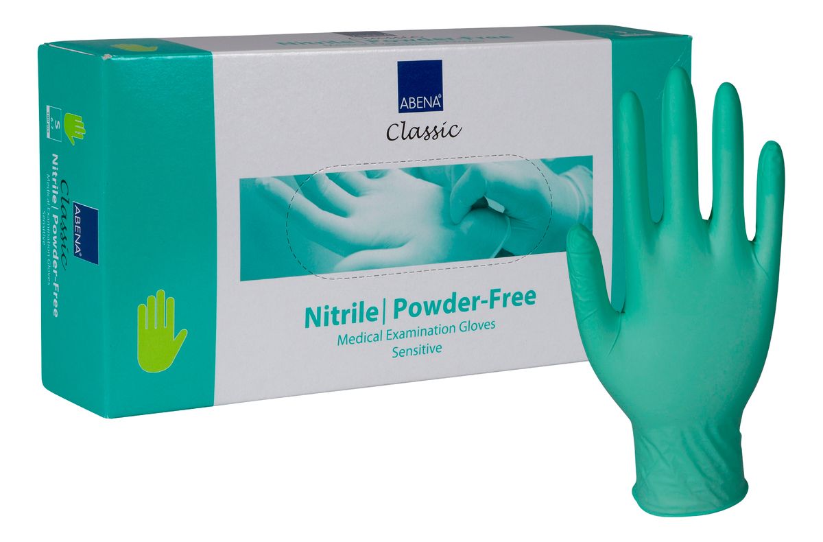 Abena Classic Sensitive Powder-Free Nitrile Gloves Green - 100 stk.