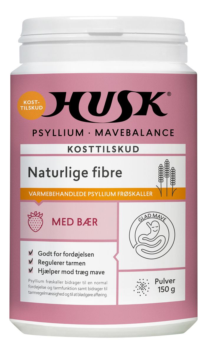 Kjøp HUSK Psyllium Magebalanse m. bær - 150 g billig hos Med24.no