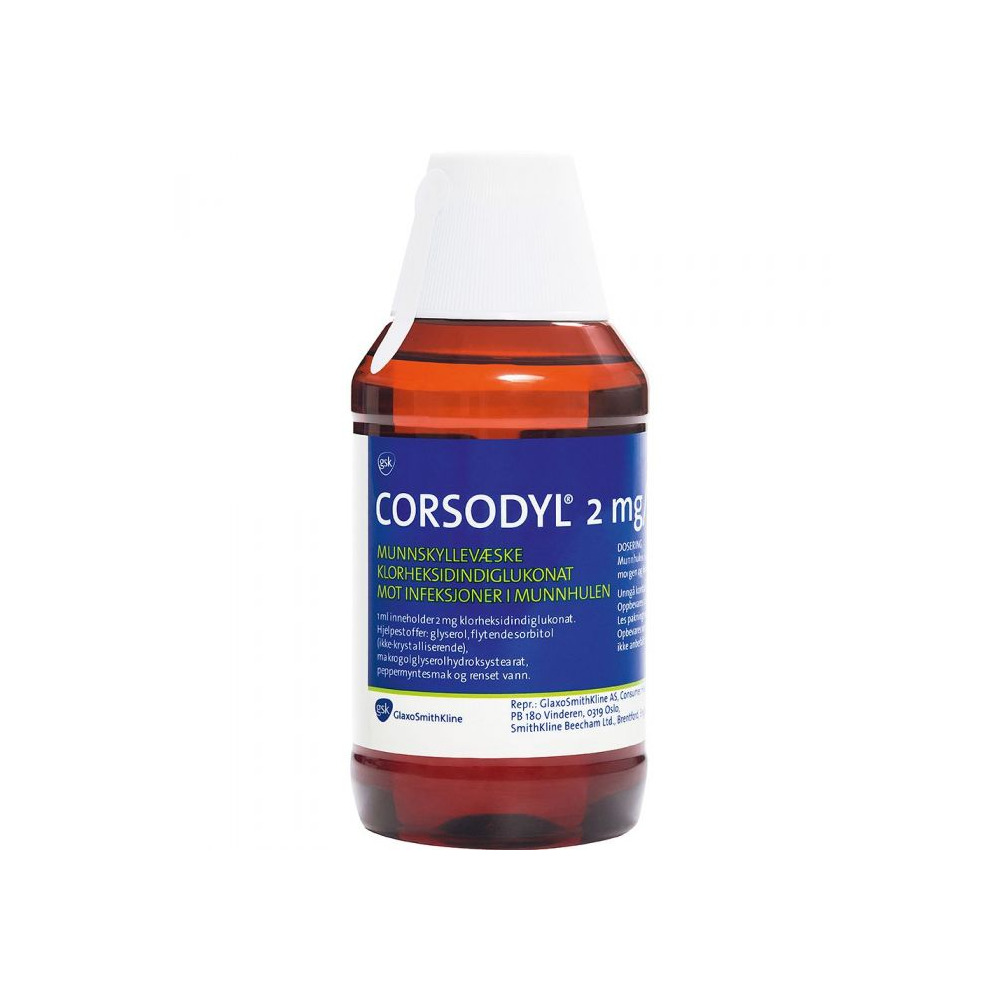 Kjøp Corsodyl munnskyll 2mg/ml hos Med24.no