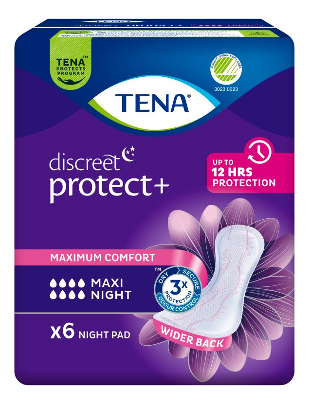 Kjøp TENA Discreet Protect+ Maxi Night Inkontinensbind | Med24.no