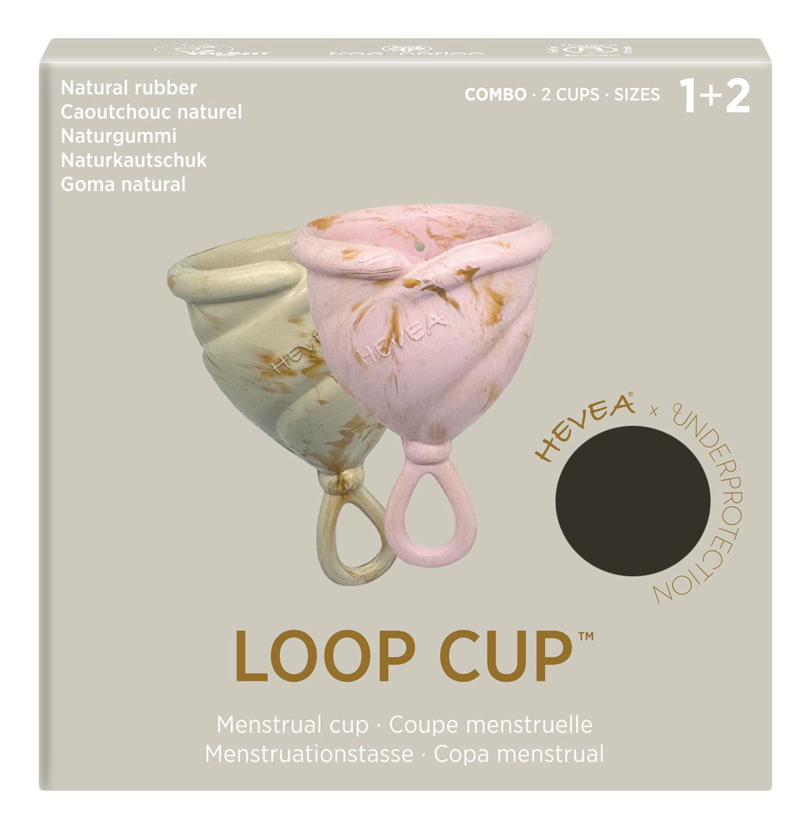 Kjøp Hevea LOOP Menstration Cup størrelse 1+2 Combo hos Med24.no