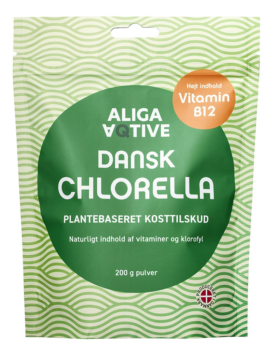 Kjøp Aliga Aqtive dansk Chlorella pulver - 200 g hos Med24.no