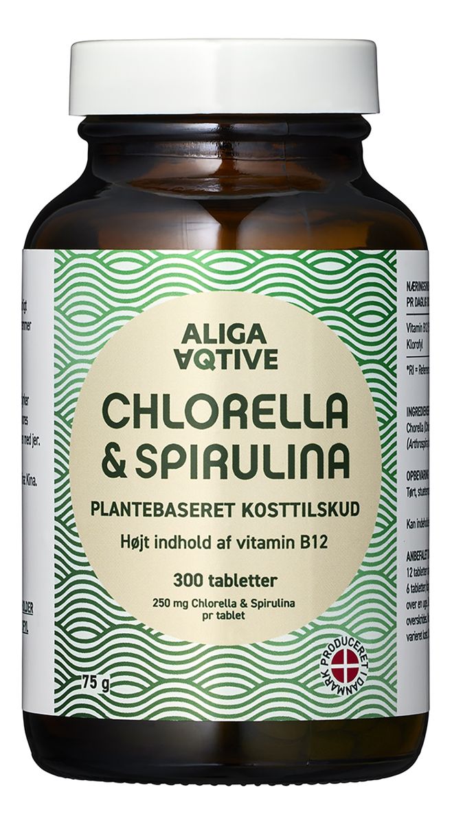 Kjøp Aliga Aqtive Chlorella & Spirulina - 300 tabletter - på Med24.no
