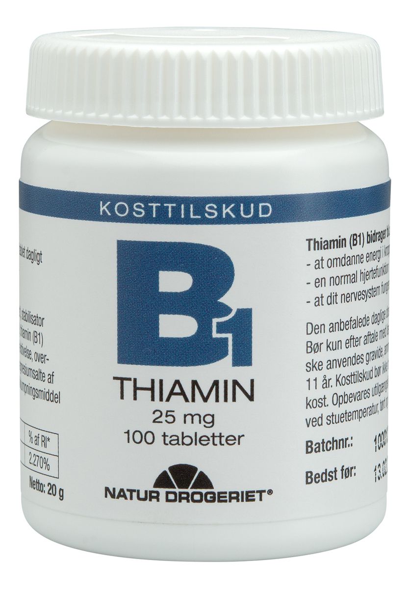 Kjøp Natur-Drogeriet B1 Tiamin 25 mg - 100 tabl. | Med24.no