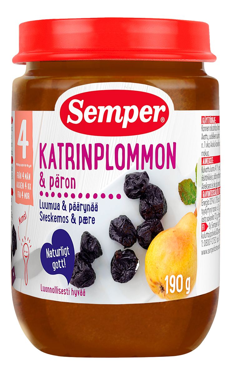 Semper Fruktpuré med sviske, pære og eple 4 måneder. Ø | Med24.no