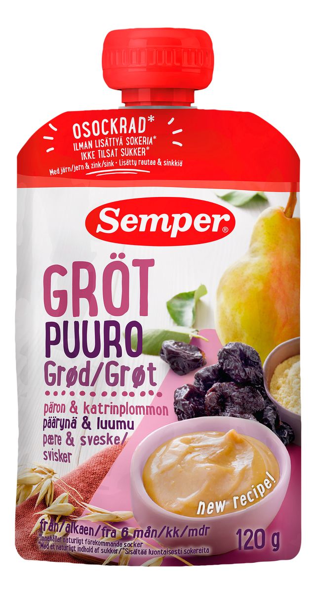 Kjøp Semper Fruktgrøt med pære & sviske 6 måneder. | Med24.no