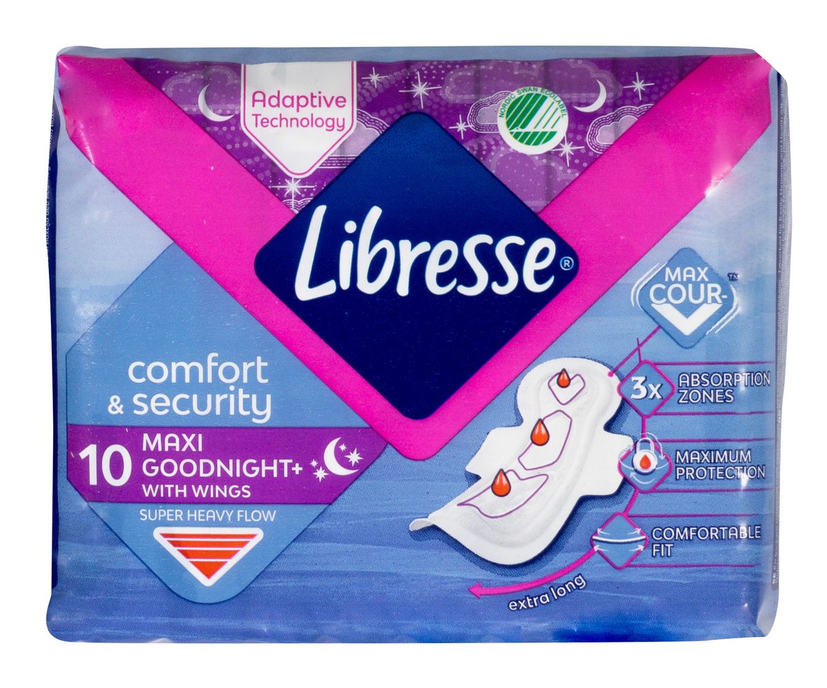 Kjøp Libresse Maxi Goodnight - 10 stk. på Med24.no