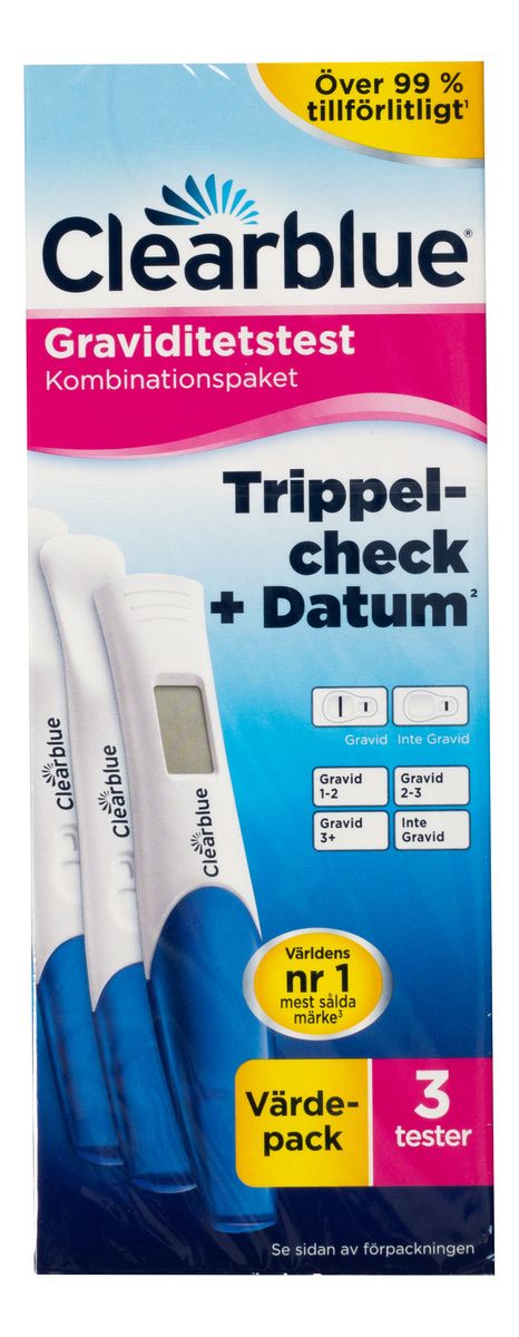 Kjøp Clearblue Triple Check Graviditetstest - 3 stk. hos Med24.no