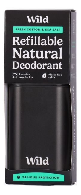 Kjøp Wild Refillable Natural Deodorant Fresh Cotton & Sea Salt Black