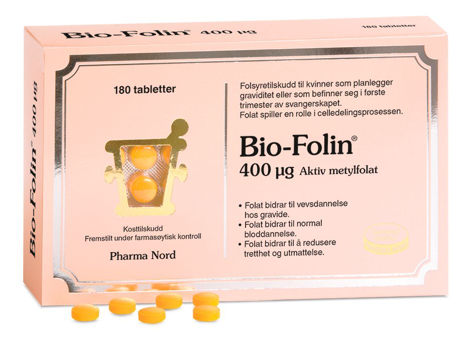 Kjøp Bio-Folin 400 µg - 180 tabl. - billig hos Med24.no