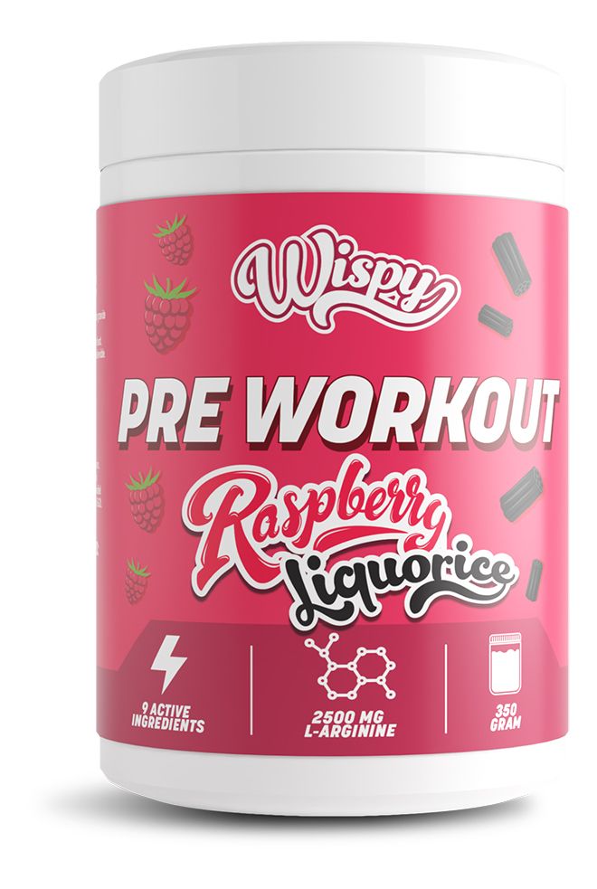 Kjøp Wispy Pre Workout Raspberry Liquorice - 350 g. | Med24.no