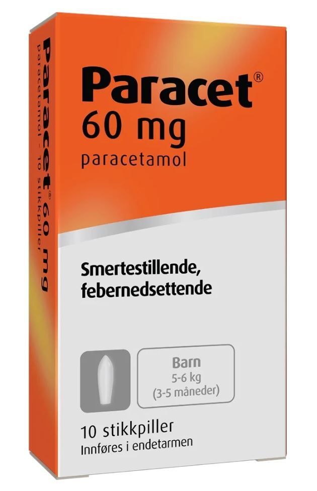 Kjøp Paracet 60 mg stikkpiller hos Med24.no