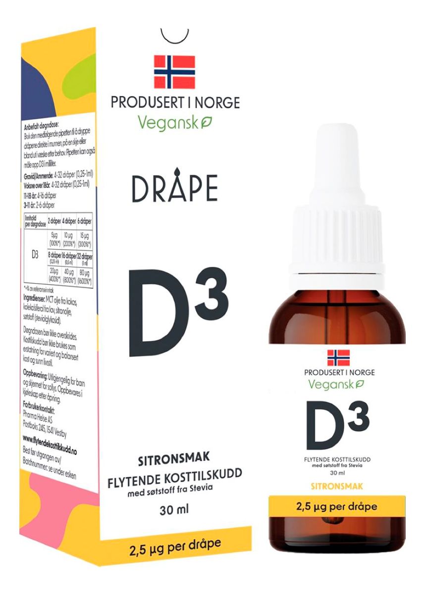 Kjøp Dråpe vegansk D3 sitron - 30 ml. hos Med24.no