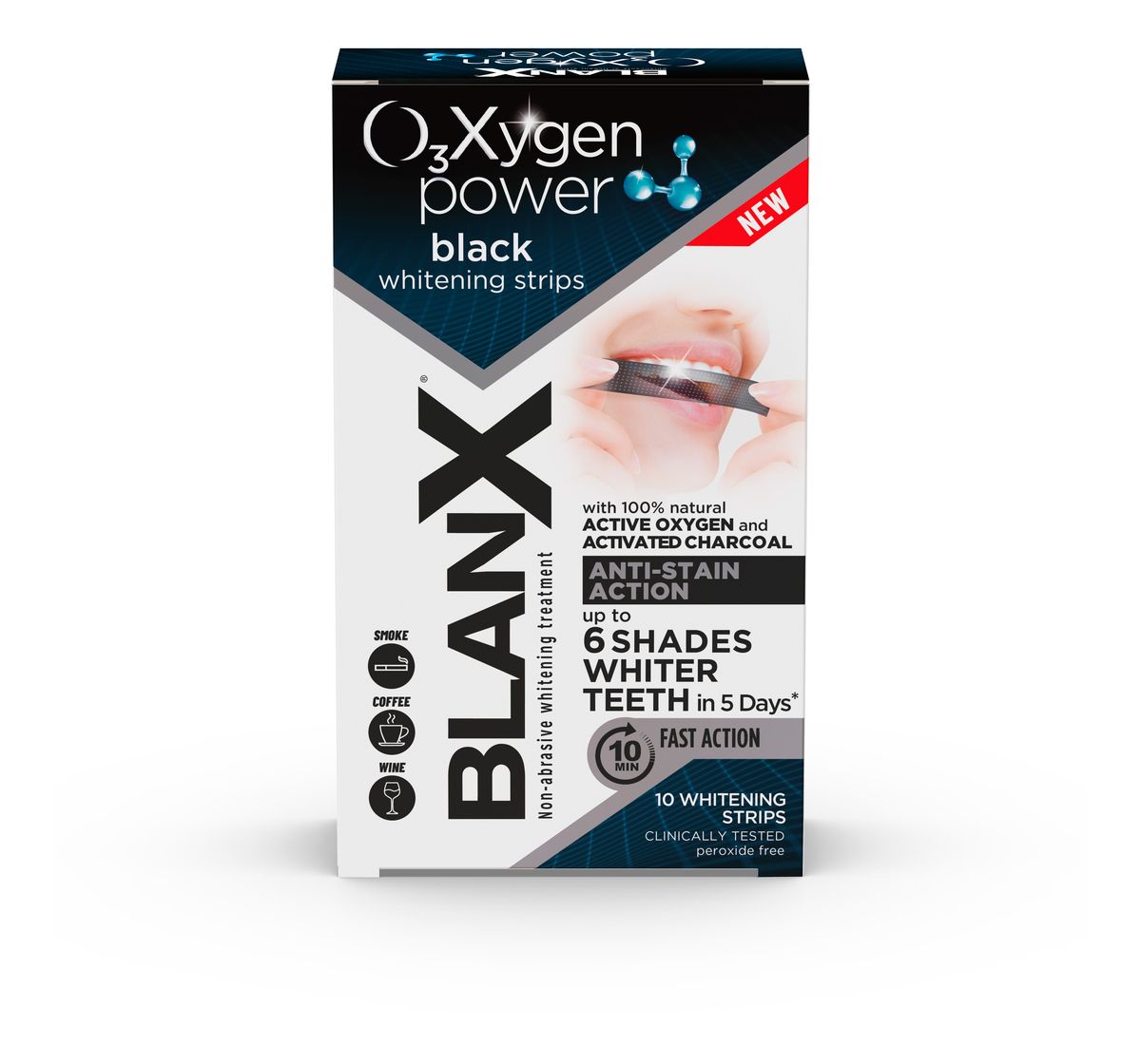 Kjøp Blanx O3X Strips Black, 10 stk. hos Med24.no