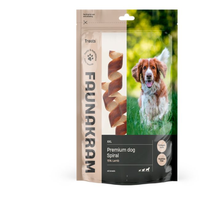 Kjøp Faunakram XXL Premium hundesnacksspiral med lam - 450 g.