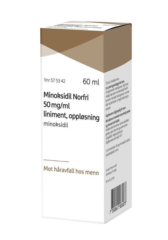 Kjøp Minoksidil Norfri liniment 50mg/ml - 60 ml. hos Med24.no