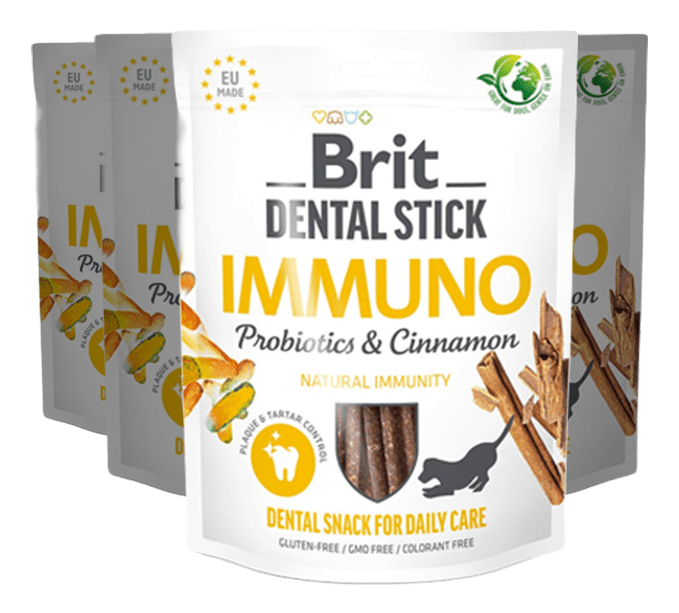 Kjøp Brit Dental Stick, probiotika & kanel - 4 poser hos Med24.no