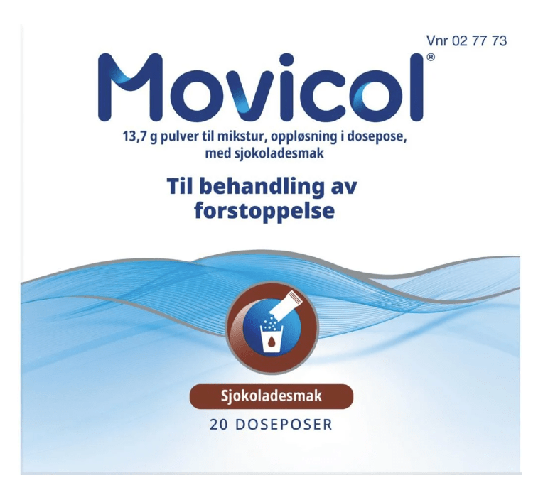 Kjøp Movicol pulver til mikstur sjokoladesmak hos Med24.no