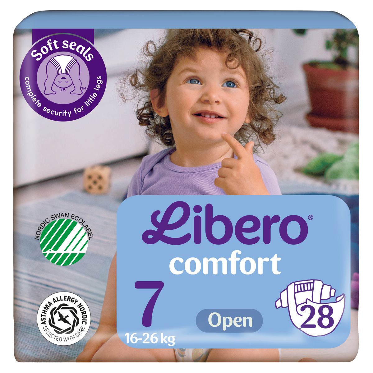 Kjøp Libero Comfort 7 Åpen bleie 16-26 kg - 28 stk. billig hos Med24.no
