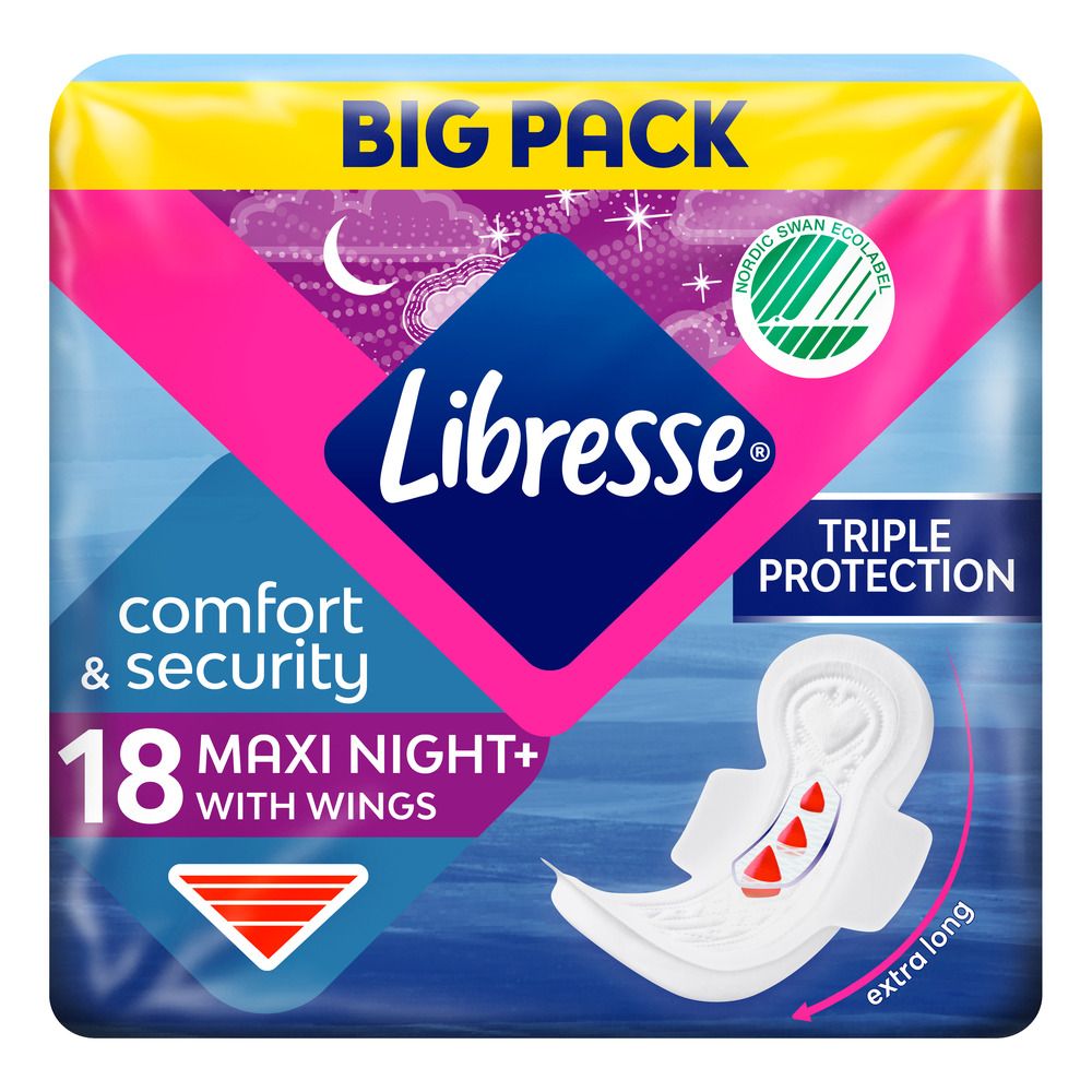 Kjøp Libresse Maxi Night Wing Big Pack - 18 stk | Med24.no