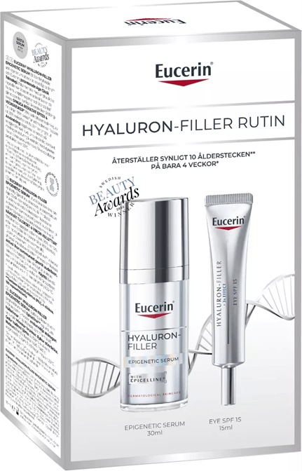Kjøp Eucerin Hyaluron-Filler Serum + Øyekrem Gavesett | Med24.no