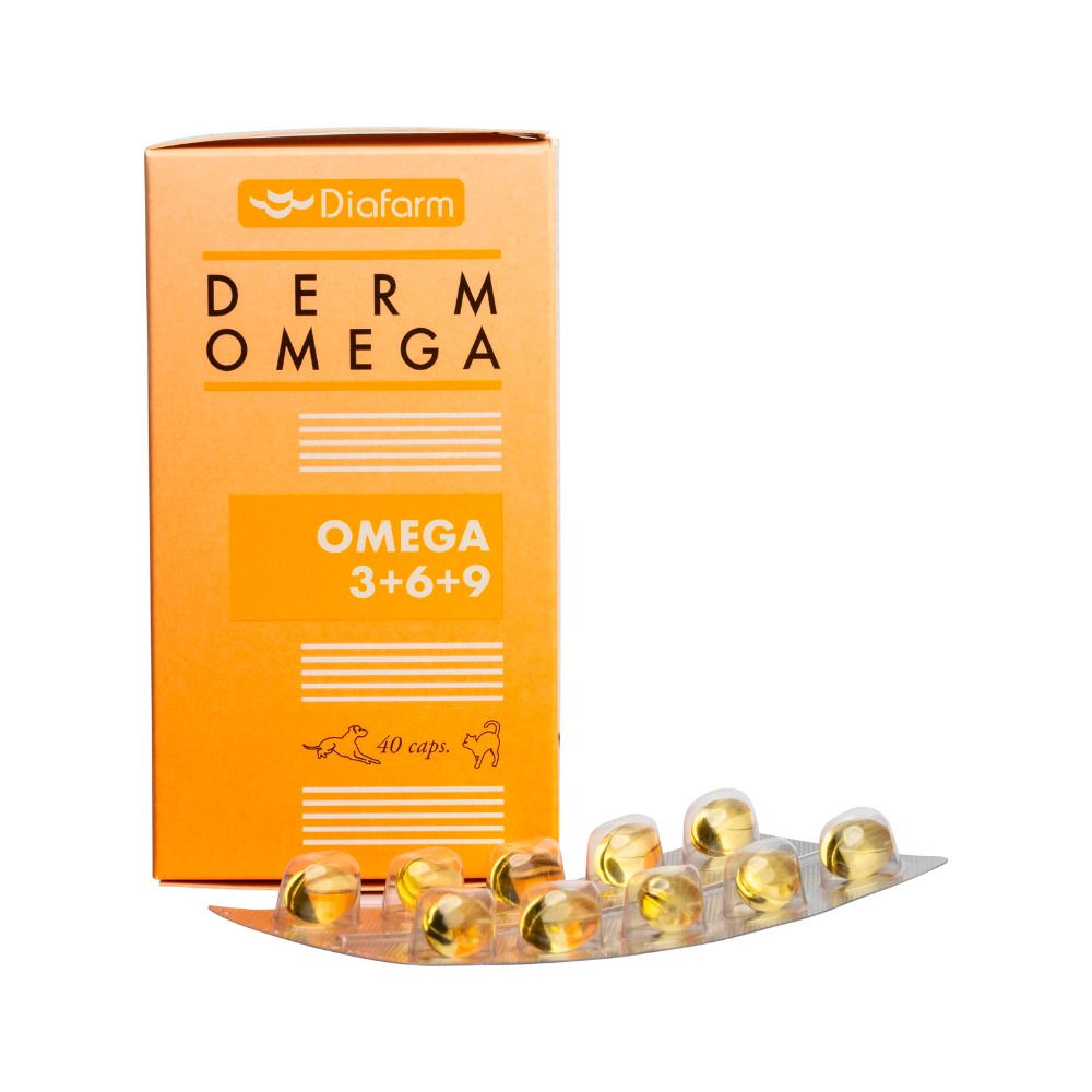 Kjøp Diafarm Omega-3, -6 og -9-tilskudd til hund - 40 kapsler hos Med24.no